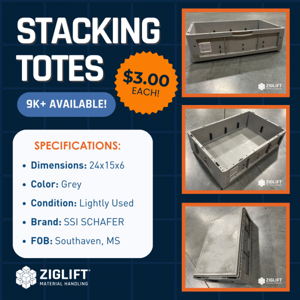 🚨 MATERIALS SALE: STACKING TOTES 🚨 – Ziglift